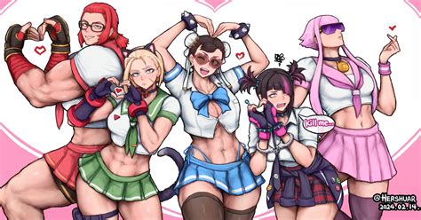 Chun Li Cammy White Han Juri Manon Legrand And Marisa Street Fighter And More Drawn By