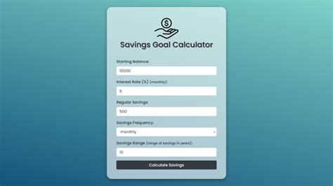 Savings Goal Calculator Using Html Css And Javascript With Source Code