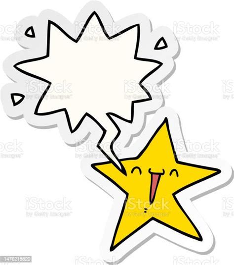 연설 거품 스티커와 행복 한 만화 스타 귀여운에 대한 스톡 벡터 아트 및 기타 이미지 귀여운 기포 낙서 드로잉 Istock