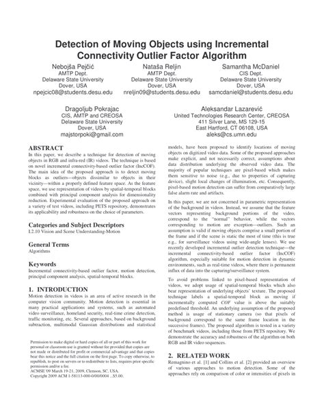 Pdf Detection Of Moving Objects Using Incremental Connectivity