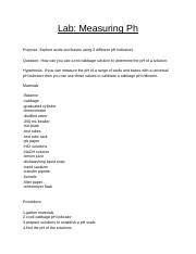 Lab Measuring Ph Docx Lab Measuring Ph Purpose Explore Acids And Bases Using 2 Different PH