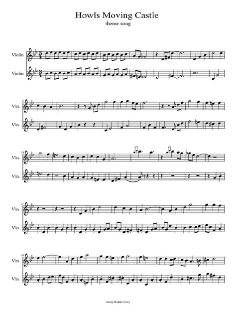 Howls Moving Castle Theme Violin Duet Pdf