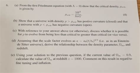 Solved A From The First Friedmann Equation With Λ 0