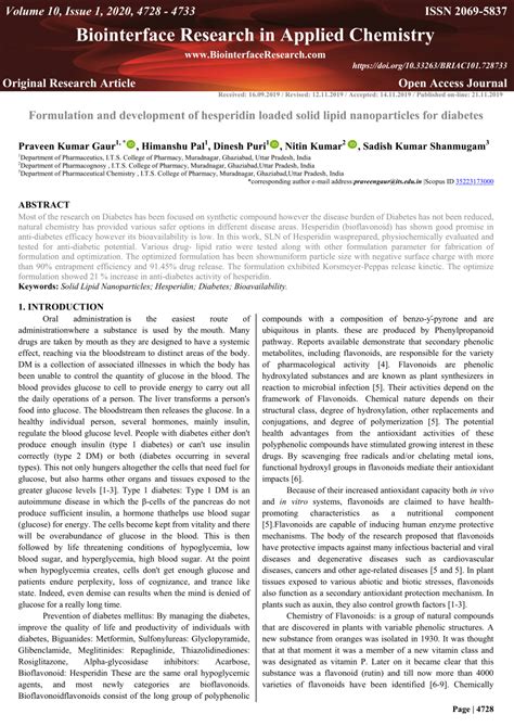 Pdf Formulation And Development Of Hesperidin Loaded Solid Lipid