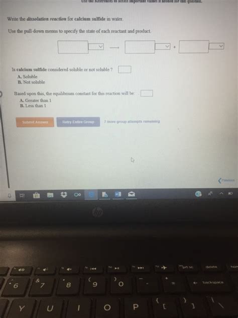 solved write the dissolution reaction for calcium sulfide in