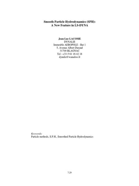 Sph Modeling Using Ls Dyna Pdf Applied Mathematics Theoretical Physics