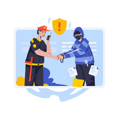 Premium Vector Cyber Security Catch Hacker Robber Flat Design