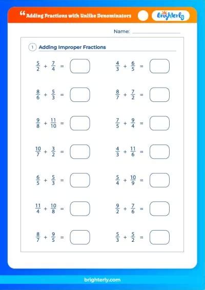 Worksheets Adding Fractions With Unlike Denominators How To Add