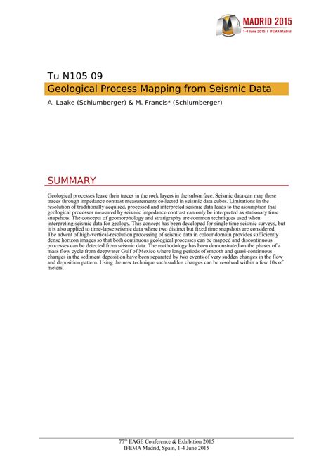 PDF Geological Process Mapping From Seismic Data