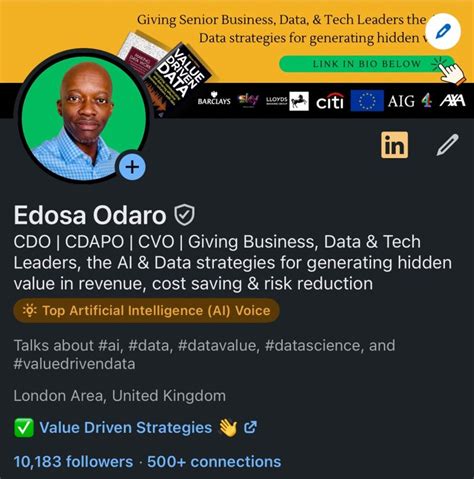 edosa odaro on linkedin topvoice thankyou