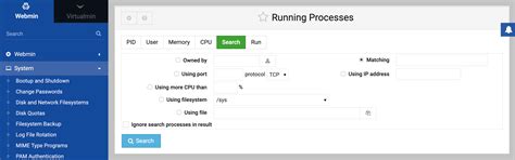 running processes webmin
