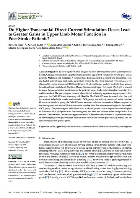 Pdf Do Higher Transcranial Direct Current Stimulation Doses Lead To