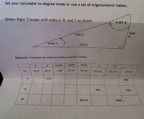 Solved Set Your Calculator To Degree Mode Or Use A Set Of