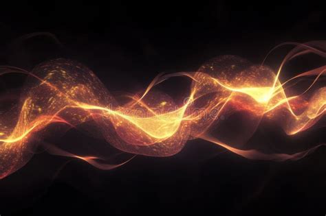 Glowing Abstract Waves With Orange And Gold Colors Create A Dynamic Visual Effect Stock