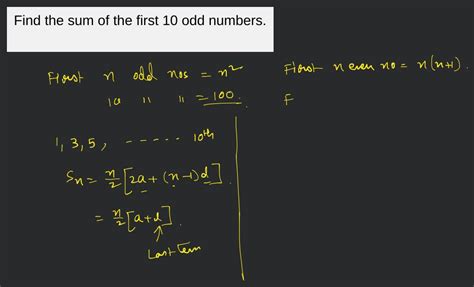 Find The Sum Of The First 10 Odd Numbers Filo