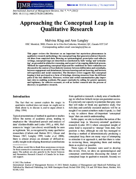 Pdf Approaching The Conceptual Leap In Qualitative Research