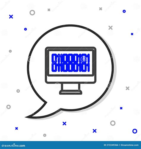 Line Binary Code Icon Isolated On White Background Colorful Outline Concept Stock Vector