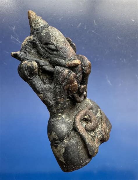 หล่อโบราณพระพิฆเนศ เก่าศิลป์สวยเป็นการปั้นแปะ หายาก Ennxo