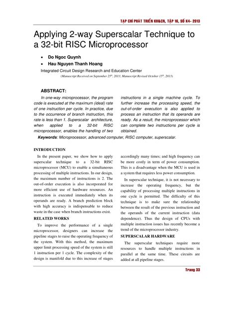 Pdf Applying 2 Way Superscalar Technique To A 32 Bit Risc Microprocessor