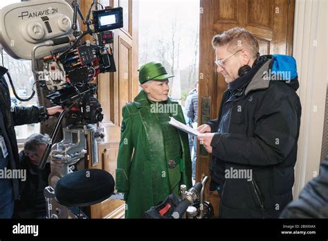 Artemis Fowl From Left Judy Dench Director Kenneth Branagh On Set