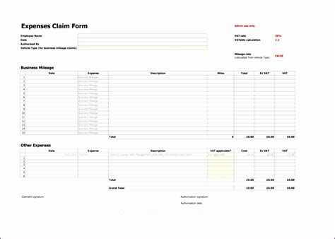 Free Expenses Claim Form Template Uk Printable Templates