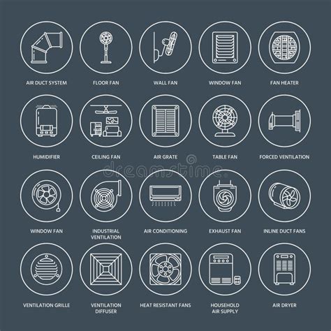 Line Air Conditioning Icons Stock Vector Illustration Of Conditioning