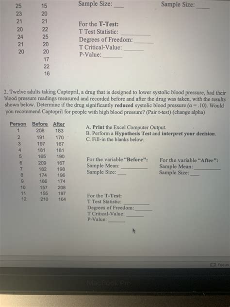 Solved Sample Size Sample Size For The T Test T Test