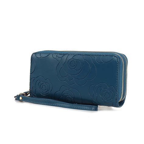 Mkf Collection Ellie Womens Genuine Leather Flower Embossed Wristlet