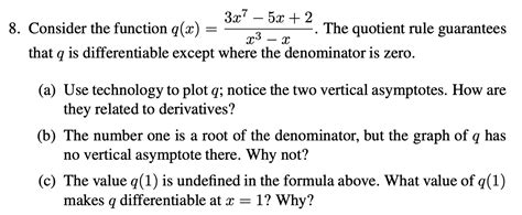 solved 8 consider the function q x x3−x3x7−5x 2 the
