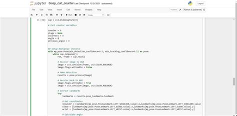 Jupyter Bicepcurlcounter Last Checkpoint