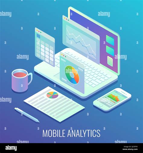 Flat Isometric Design Of Data Analysis Stock Vector Images Alamy