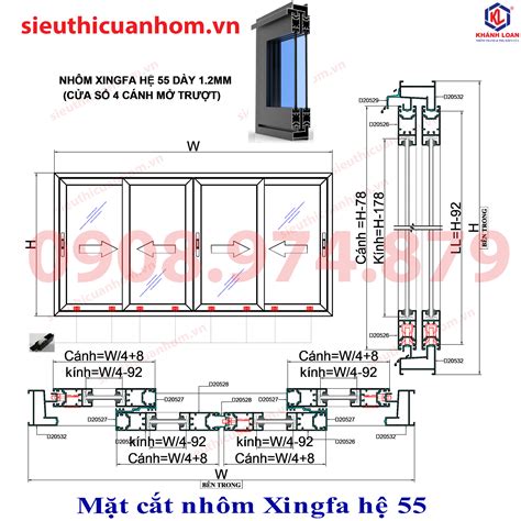 Cua So Lua Nhom Xingfa He 55 Day 1 4mm 3 Nhôm Thanh Xingfa Và Phụ