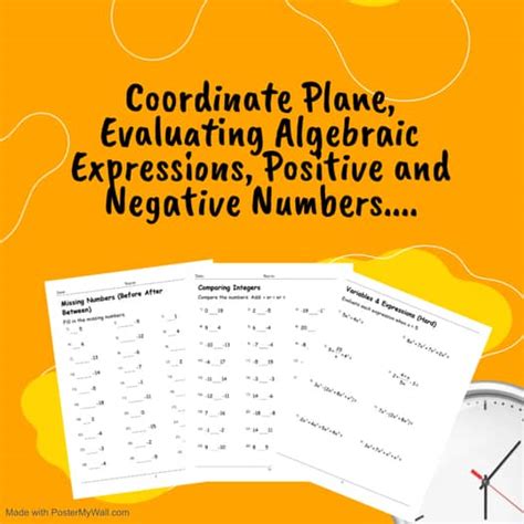 Cartesian Coordinates Integers Algebraic Expressions Bundle By Samir
