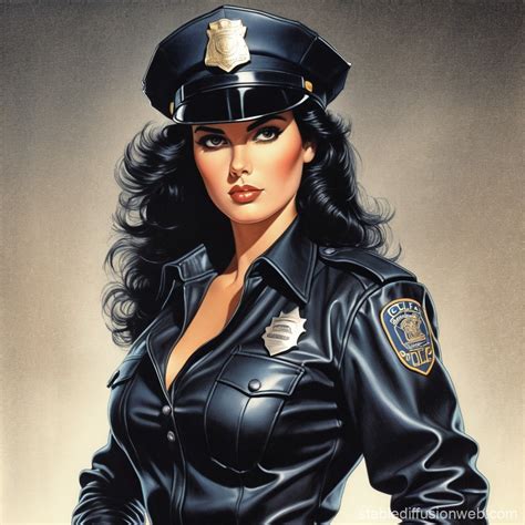 Vintage Female Police Officer In Leather Gear Stable Diffusion Online