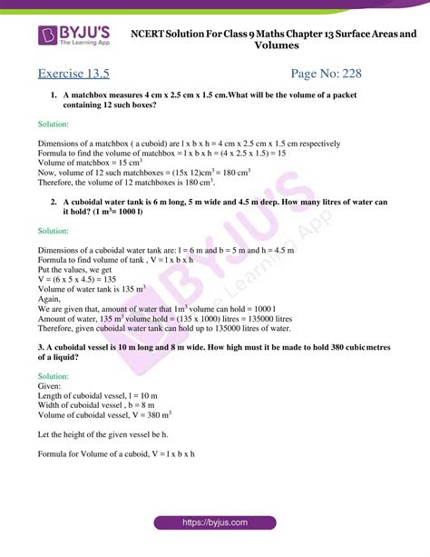 Ncert Solutions For Class 9 Maths Exercise 13 5 Chapter 13 Surface Area And Volume Free Pdf