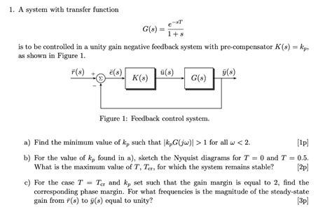 1 A System With Transfer Function E St Gs E St1s Is To Be