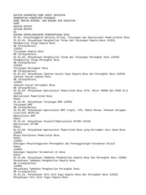 Parameter Out Put Kegiatan Pdf