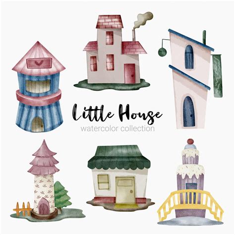 동화 속 집 판타지 숲 오두막 상상 마을 무료 벡터