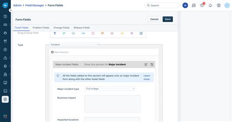 configure custom fields for major incidents freshservice