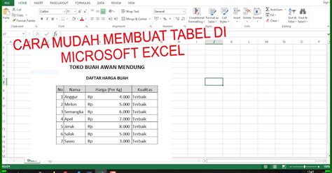 Cara Membuat Tabel Di Excel Untuk Pemula