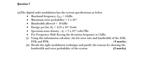 Solved A The Digital Radio Modulation Has The System Chegg