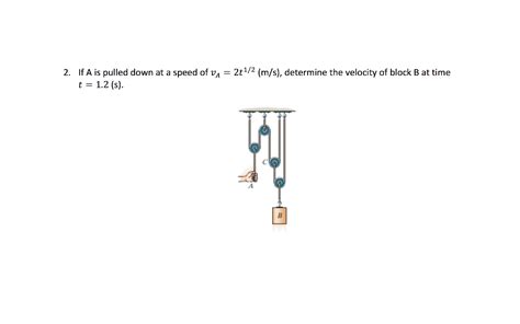 solved 2 if a is pulled down at a speed of va 2t1 2 m s