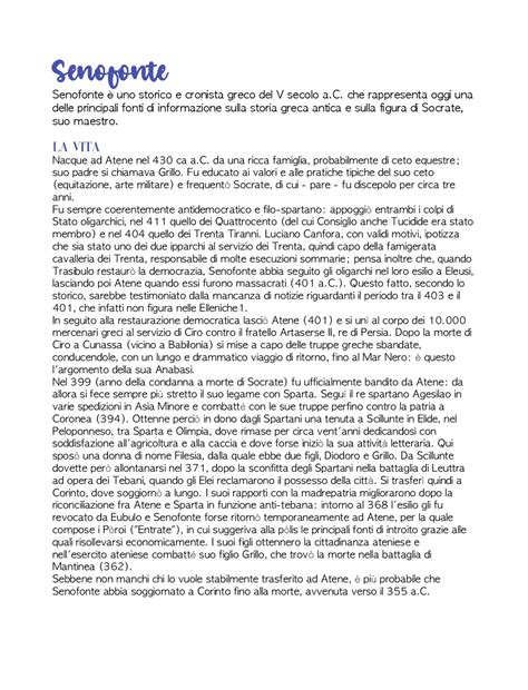 Senofonte Vita E Opere Appunti Di Greco Docsity