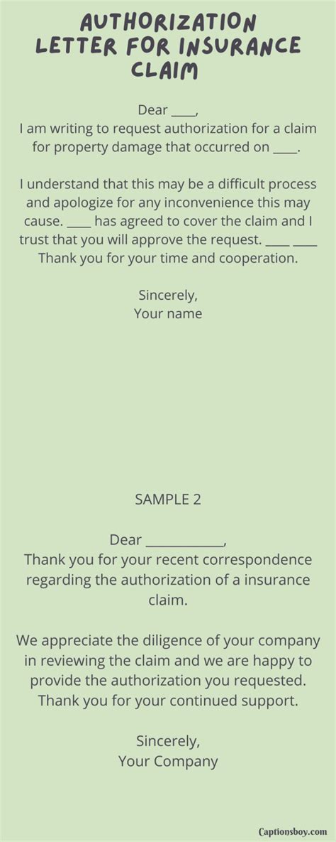 Authorization Letter For Insurance Claim 10 Samples