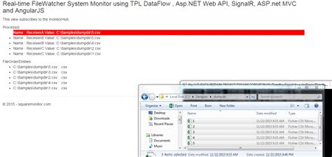 Real Time Filewatcher System Monitor Using Tpl Dataflow Aspnet Web Api Signalr Mvc