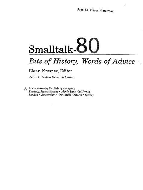 Smalltalk 80 Bits Of History Pdf Class Computer Programming