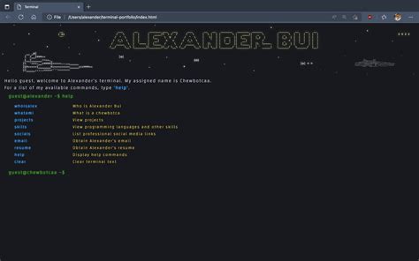 github alexbui831 terminal portfolio alexander bui portfolio