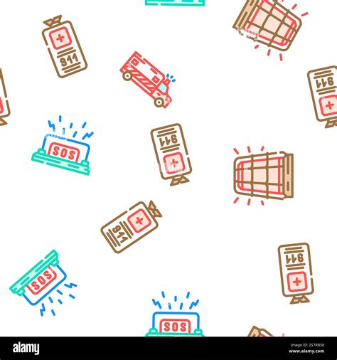 Alert Caution Error Danger Vector Seamless Pattern Thin Line Illustration Alert Caution Error