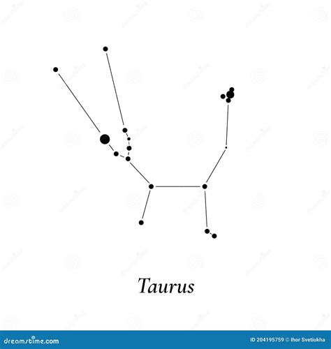Taurus Sign Stars Map Of Zodiac Constellation Stock Vector