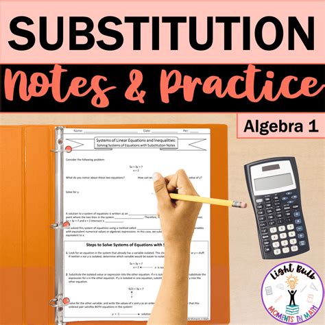 Solving Systems Of Equations With Substitution Guided Notes And